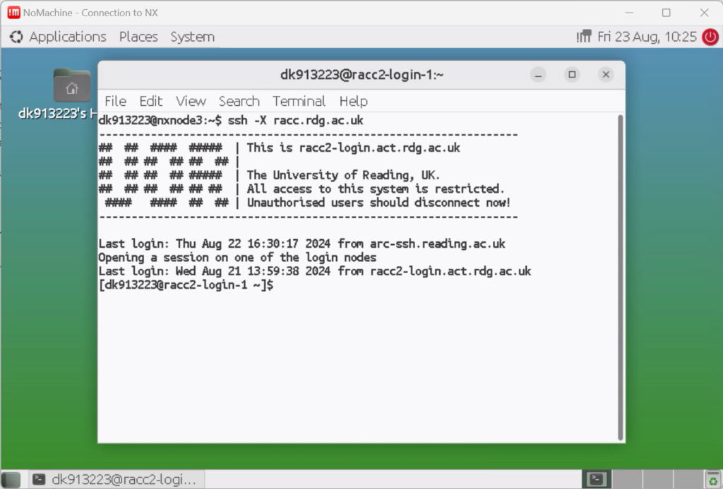Connecting to the RACC2 from nx.reading.ac.uk - Academic Computing Team