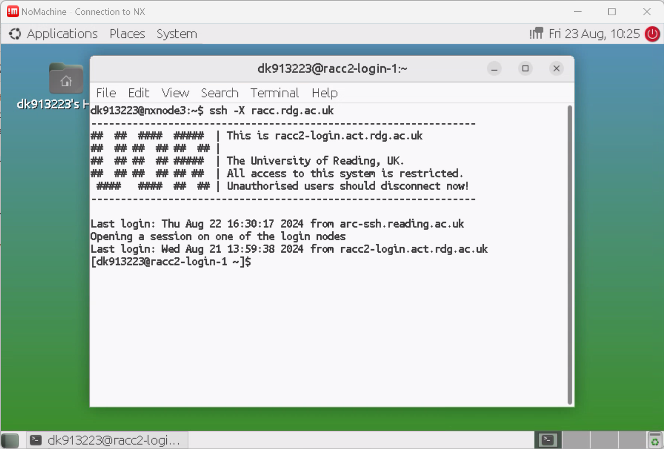 Connecting to the RACC2 from nx.reading.ac.uk - Academic Computing Team