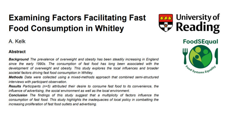 Paper: Examining Factors Facilitating Fast Food Consumption in Whitley ...