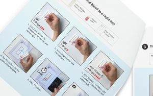 Covid test instructions using line illustrations, photographs or video ...