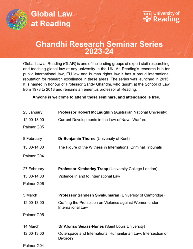 Ghandi Seminar Series Spring 2023-24 - Law Research